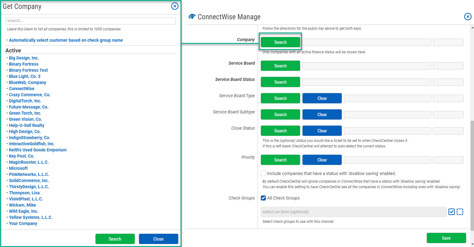Connectwise Manage Integration Help Guide Checkcentral By Binary Fortress Software