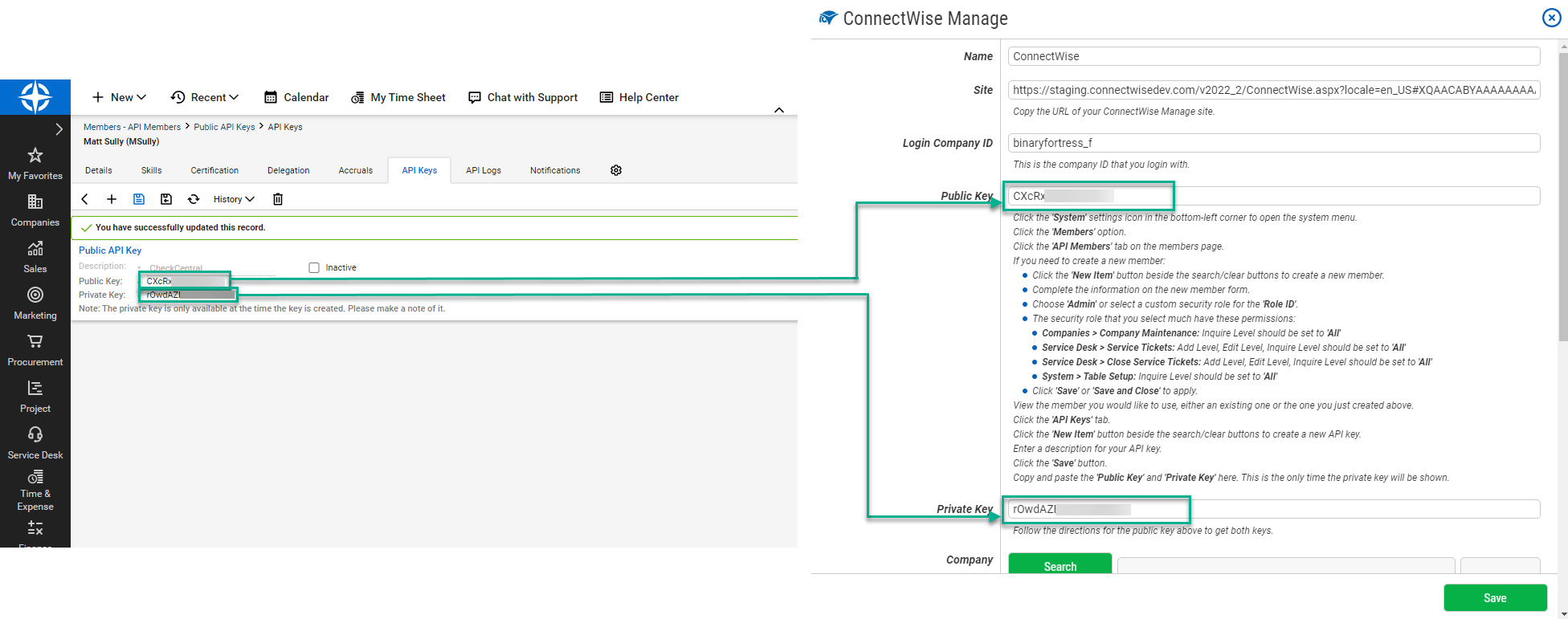 Connectwise Manage Integration • Help Guide • Checkcentral By Binary