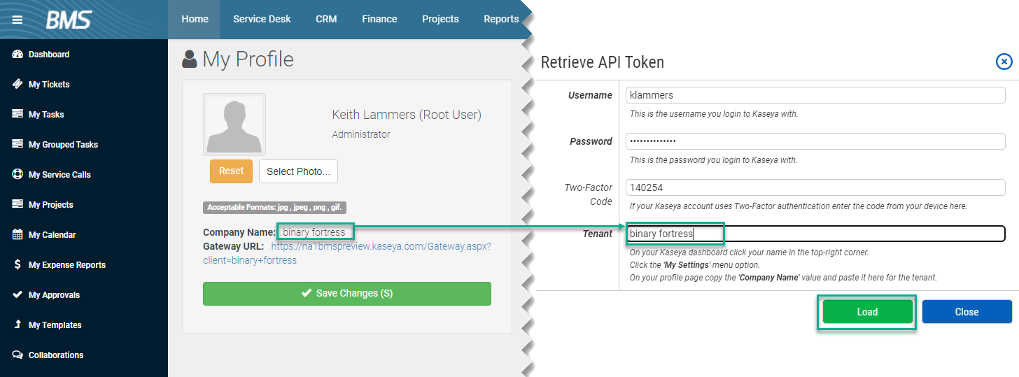 Kaseya BMS Integration • Help Guide • CheckCentral by Binary Fortress Software