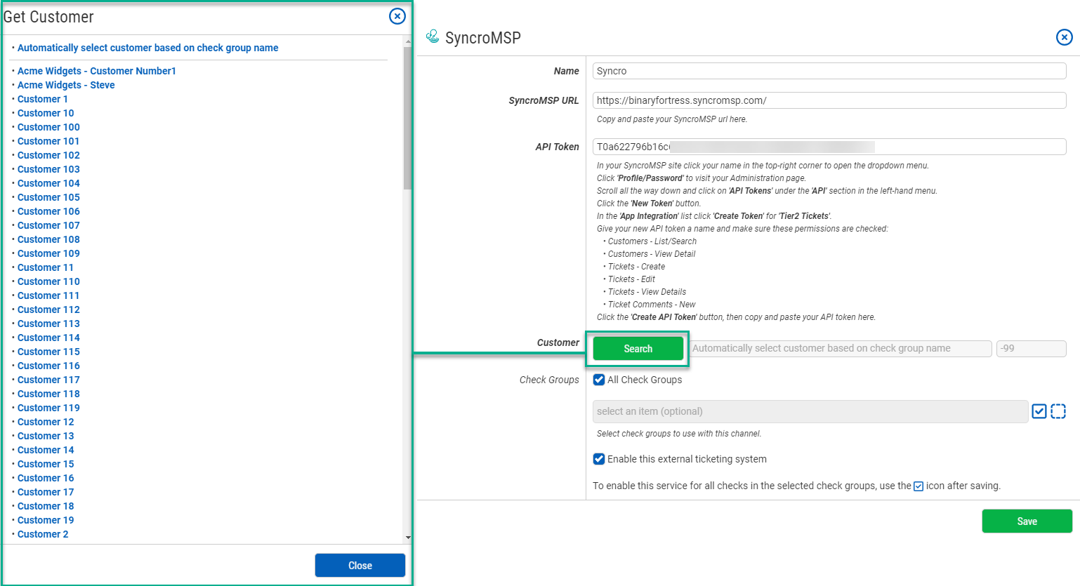 Syncro MSP Integration • Help Guide • CheckCentral by Binary Fortress Software